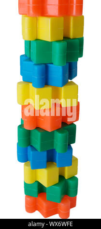 Pyramid built from colored slice puzzle on the white background Stock ...