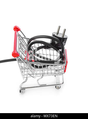 Electric socket in small shopping trolley Stock Photo - Alamy