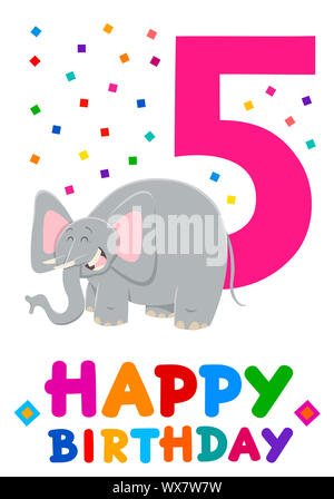 Cartoon Illustration of the Fifth Birthday Anniversary Design for ...