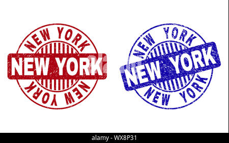 New York red round grunge vintage ribbon stamp Stock Photo - Alamy