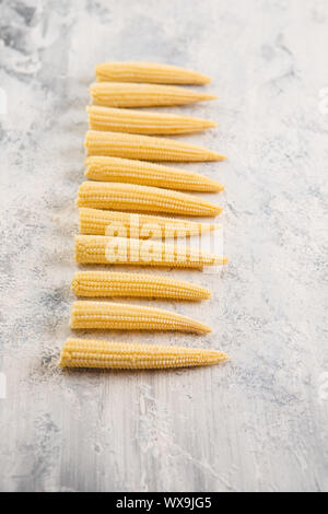 baby corn, young corn, mini corn isolated on white background Stock ...