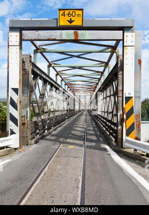 The Taramakau road rail bridge, New Zealand, which is shared by the ...