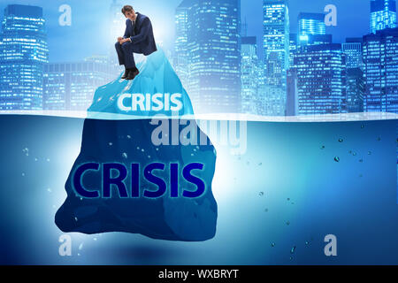 The crisis concept with businessman on iceberg Stock Photo - Alamy
