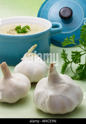Vegetables creamy chowder in pot Stock Photo - Alamy
