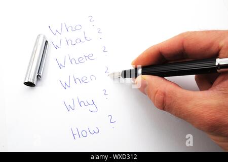 questions like who what where when why and how Stock Photo - Alamy