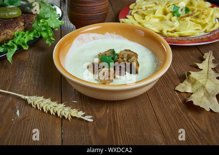 Austrian Garlic Soup With Croutons, national cuisine, Traditional ...