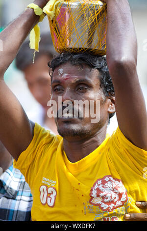 Male devotee carrying kavadi in Singapore Thaipusam festival Stock ...