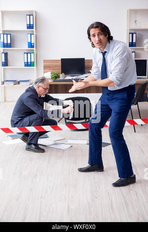 Frustrated criminal expert in office trying to connect clues and reveal ...