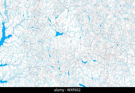 Simple map of Cary, North Carolina, USA. Black and white version for ...