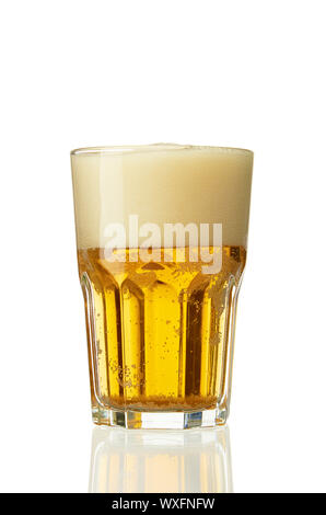Frosty fresh beer with foam isolated on a vintage wooden table Stock ...