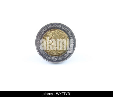 Mexican 2 peso coin back view isolated on white Stock Photo - Alamy