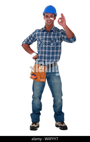 Construction worker ok after an accident Stock Photo - Alamy