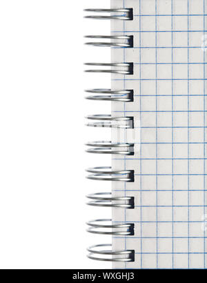 macro of a white spiral ring bound document on a blue background Stock ...