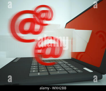 Mail Signs Leaving Laptop Showing Outgoing Messages Stock Photo - Alamy
