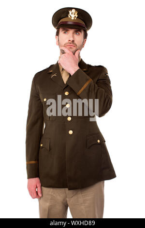 Young military man thinking of something Stock Photo - Alamy
