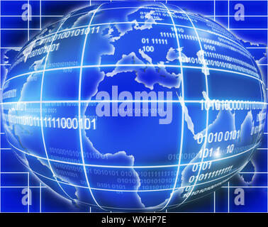 network global Earth Communications network map of the world Blue map ...