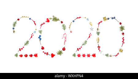 Happy New Year 2020. Creative Collage of numbers two and zero made up ...