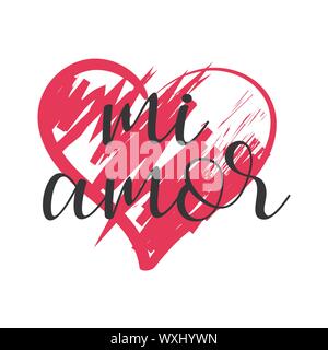 Mi Amor vector hand lettering My love in Spanish vector digital ...