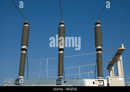 disconnecting switch on high-voltage substation Stock Photo - Alamy