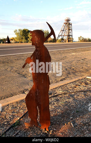 A statue of a miner at the Cobar Miners Heritage Park in Cobar ...