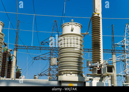 disconnecting switch on high-voltage substation Stock Photo - Alamy