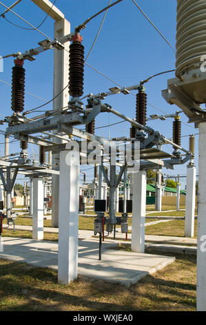 disconnecting switch on high-voltage substation Stock Photo - Alamy