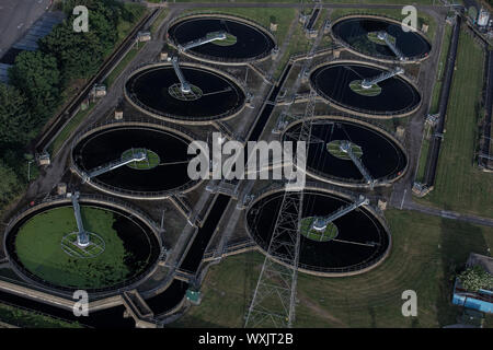 Ariel view of Beckton Sewage Treatment Works run by Tideway, largest ...