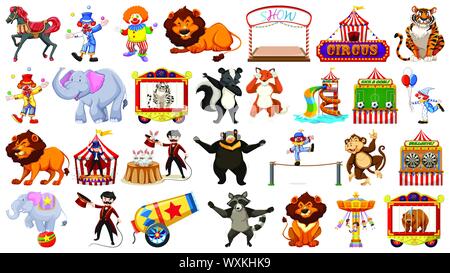Circus animals clipart, Circus set collection vector, Cute animals ...