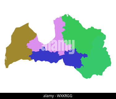 Map of Latvia with regions and borders Stock Photo - Alamy