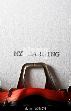 The sentence, My Darling, written with a typewriter Stock Photo - Alamy
