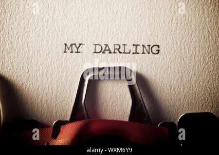 The sentence, My Darling, written with a typewriter Stock Photo - Alamy