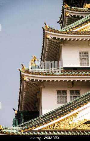 A shachihoko or shachi on the roof of Osaka castle, Japan, an animal in ...