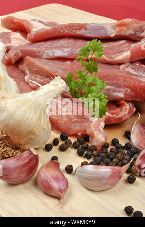 spare rib chops on a timber board Stock Photo - Alamy