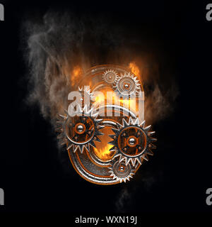 burning figure with gears Stock Photo - Alamy