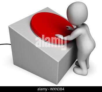 Man Pushing Button Shows Control Control Or Panic Stock Photo - Alamy