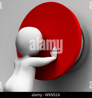 Man Pushing Button Showing Controlling Stock Photo - Alamy