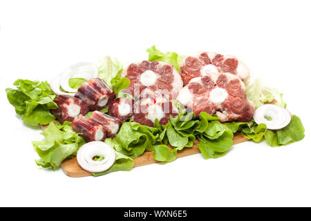 raw skinned Oxtail ( tail of cattle) isolated on white background Stock ...