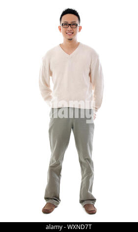 Southeast Asian Chinese man. Front view full length of Asian male ...