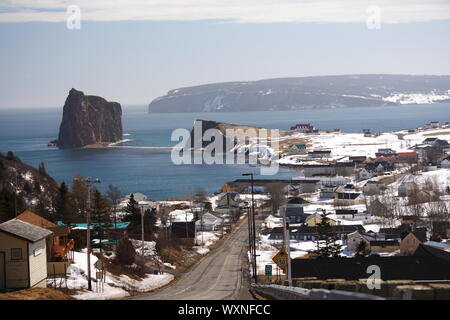 Famous Rocher Perce rock in Gaspe Peninsula, Quebec, Canada, Gaspesie ...