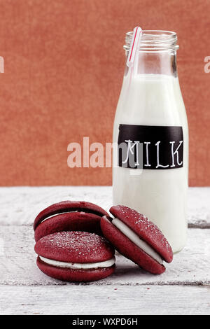 Food photography red velvet moon pies in crystal dish, one bitten from ...