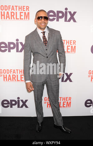 Nigel Thatch attends the Godfather of Harlem screening at the Apollo ...