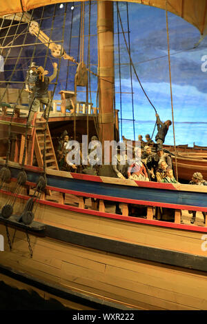 The diorama of the Mayflower pilgrim ship display in Pilgrim Monument ...