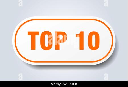 top 10 button. top 10 rounded orange sign. top 10 Stock Vector Image ...