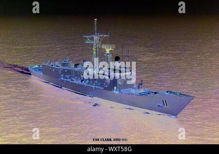 The guided missile frigate CLARK (FFG-11) is christened during its ...