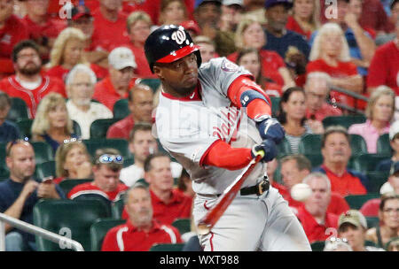 Washington Nationals' Victor Robles swings during an at-bat during the ...