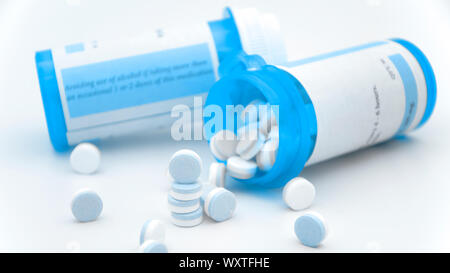 Paracetamol in blue and white plain compress tablets with caution on ...