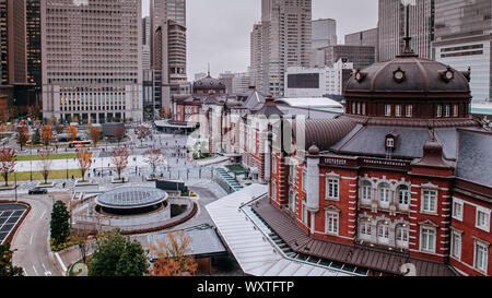 Tokyo Station old heritage red brick building Marunouchi district with ...