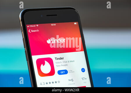 Tinder app screen (social search app) - USA Stock Photo - Alamy