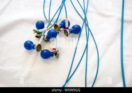 ECG or EKG electrodes for electrocardiogram records patient heartbeats ...
