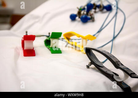 ECG or EKG electrodes for electrocardiogram records patient heartbeats ...